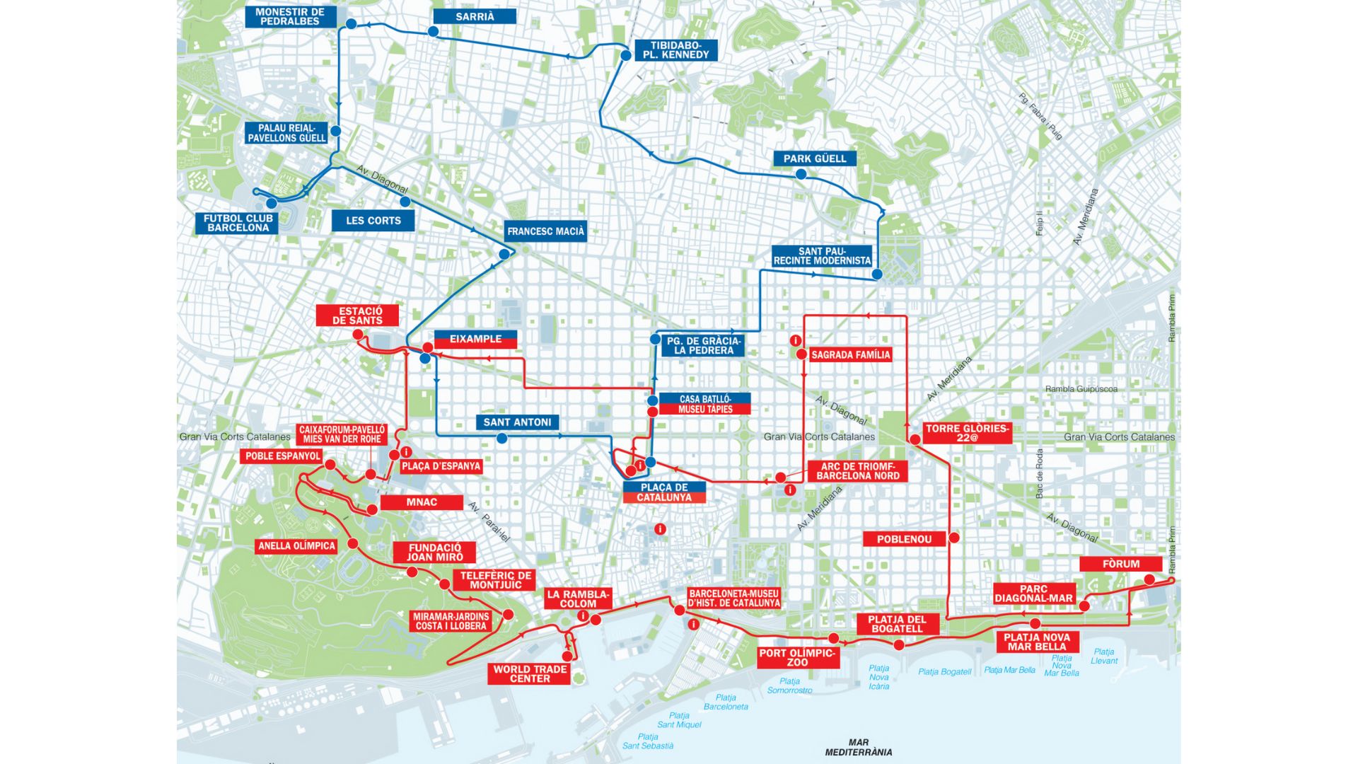 Routes & Map - Hop On Hop Off Bus Barcelona